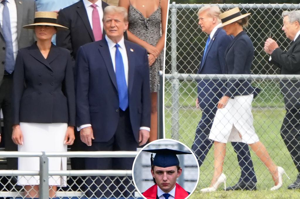Melania Trump dresses Barron for graduation with Donald in Gucci and ...